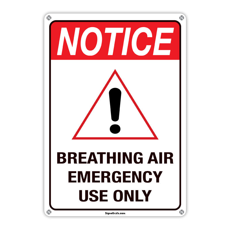 Notice Breathing Air Emergency Use Only Sign – SignoGrafx