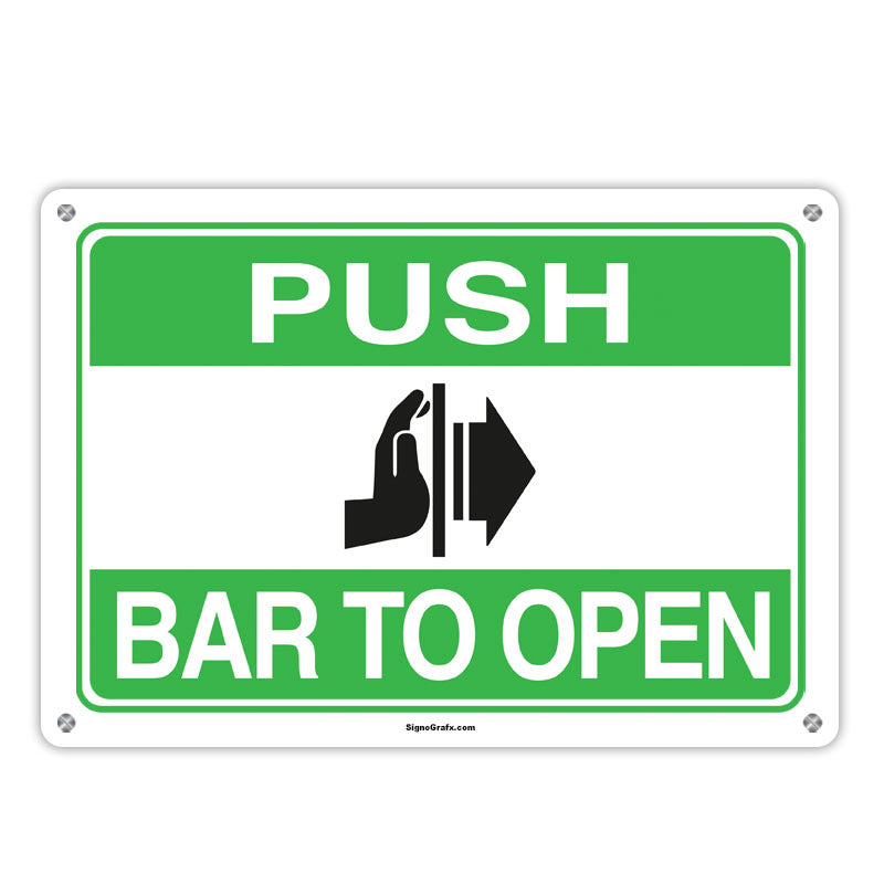 Push Sign: Push Bar To Open (with Graphic) – SignoGrafx