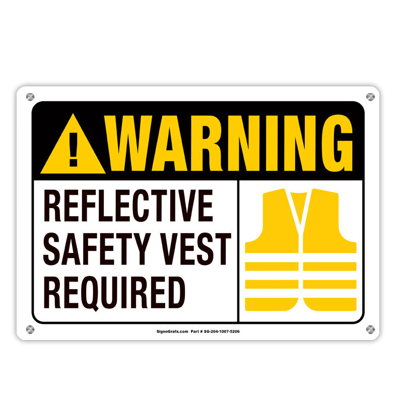 Warning Reflective Safety Vest Required Sign – SignoGrafx
